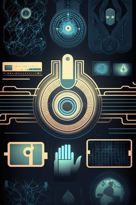 Circle And Screens With Data Processing And Circuit Board Created Using Generative Ai