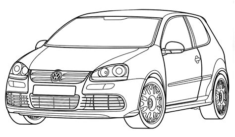 Раскраска Volkswagen Golf - распечатать бесплатно