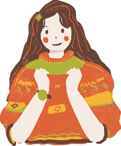 Cheerful Woman In Sweater Hand Drawn Autumn Illustration 12732233