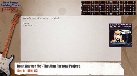 Don T Answer Me The Alan Parsons Project Guitar Backing Track With