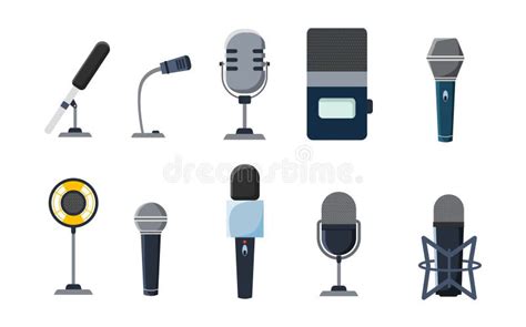 Assortment Of Different Microphone Types In A Flat Design Style