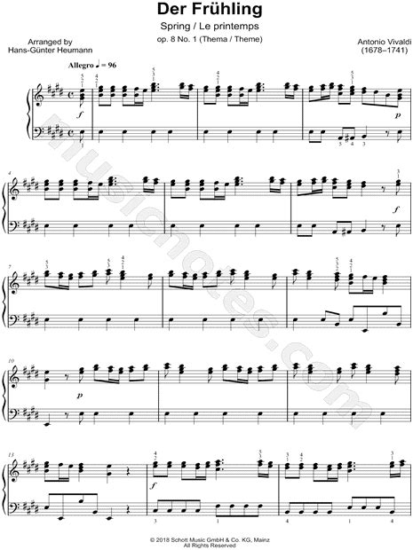 Antonio Vivaldi Spring From The Four Seasons Allegro Sheet Music
