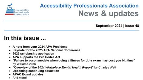 Accessibility Professionals Association Newsletter Accessibility