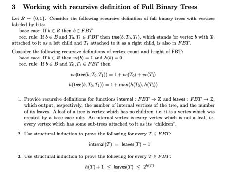 Working With Recursive Definition Of Full Binary Chegg
