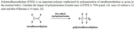 Polytetrafluoroethylene Ptfe Is An Important Polymer Synthesized By Polymerization Of