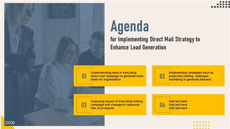 Agenda For Implementing Direct Mail Strategy To Enhance Lead Generation Ppt Example