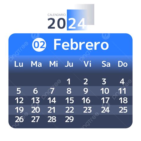 2024 Calendario Español Azul Creativo Febrero Png Dibujos 2024 España