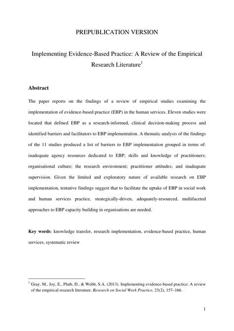(PDF) Implementing Evidence-Based Practice A Review of the Empirical Research Literature