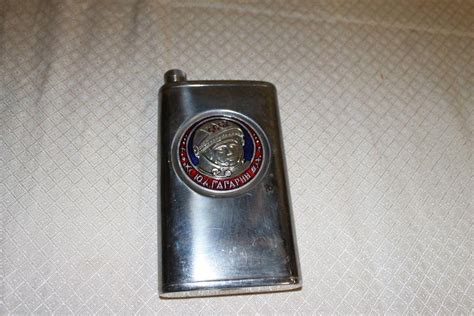 Russian Soviet Cccp Military Stainless Steel Hip Flask 5 5 Astronaut