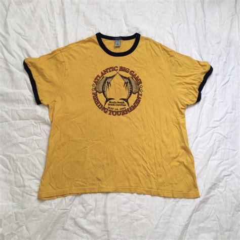 Vintage Old Navy Yellow Ringer Graphic Tee From Depop