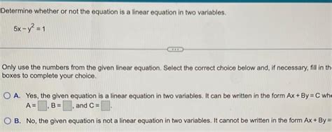 [answered] Determine Whether Or Not The Equation Is A Linear Equation Kunduz