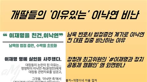최병묵의 팩트 개딸들의 이유있는 이낙연 비난 Youtube