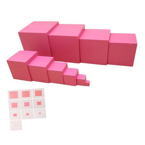 With Cards Montessori Learning Pink Tower Professional Stacking Cubes