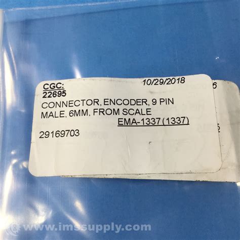 Heidenhain Corp 29169703 Encoder Connector 9 Pin Male 6mm Ims Supply