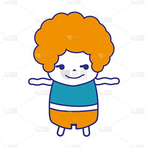 五颜六色的男孩，卷头发和淘气的脸