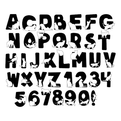 Premium Vector Cat Alphabet Vector Letter Numbers Punctuation Marks