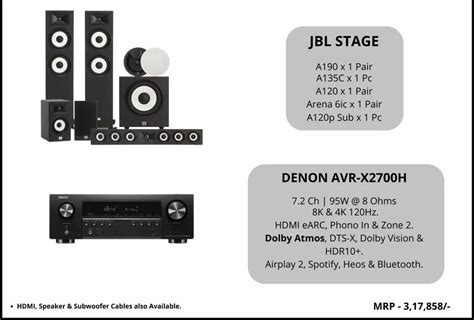 JBL STAGE SERIES 7 1 SPEAKER PACKAGE WITH DENON AVR At 285000 Box
