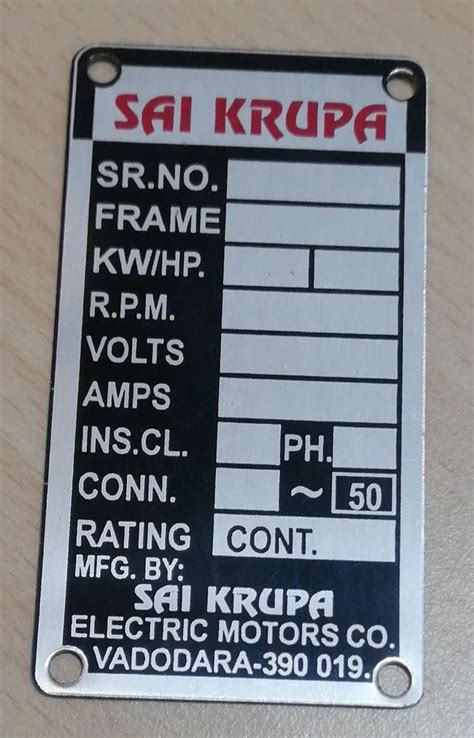 Aluminium Anodised Name Plates In Vadodara By M Square Metal Marking