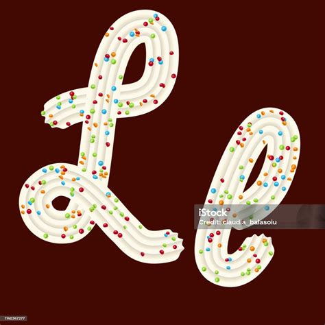 유혹 하는 티 포 그래피 글꼴 디자인입니다 휘 핑 크림과 사탕의 3d 편지 L 0명에 대한 스톡 벡터 아트 및 기타 이미지 0명 거품 내기 디자인 Istock