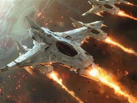 A Fleet Of Spaceship Fighter Jets Premium Ai Generated Image