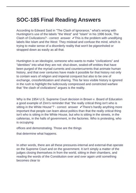 Soc 185 Chamberlain College Of Nursing Question And Answers Correctly Solved 2024 2025 Socs