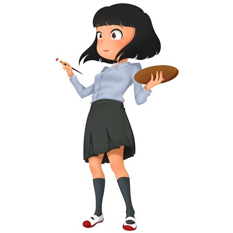 絵を描いている女子学生│イラストメメ
