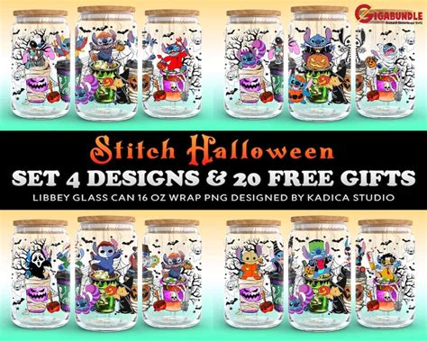 Horror Cartoon 16 Oz Libbey Glass Can Wrap Png Bundle Gigabundlesvg