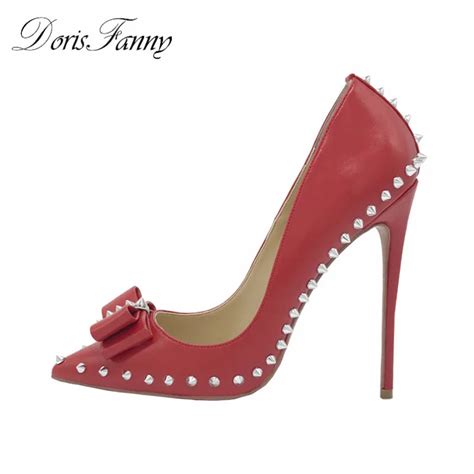 Aliexpress Buy Doris Fanny Red Sexy Cutter Shape Stiletto High Heels Shoes Woman Rivet