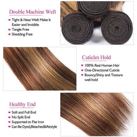 Highlight Bundles Brazilian Straight Human Hair Bundles Ombre Brown St