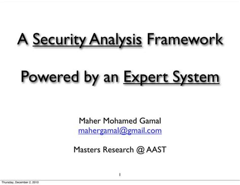 A Security Analysis Framework Powered By An Expert System Ppt