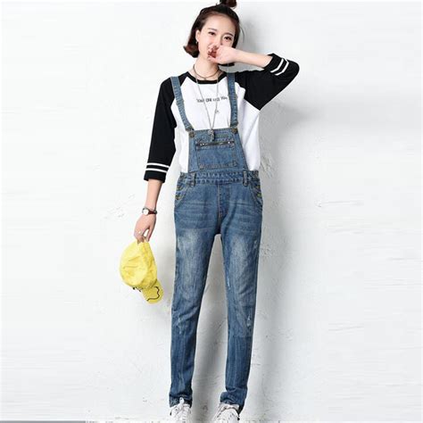背带裤女韩版宽松牛仔裤背带裤女 宽松 随意云
