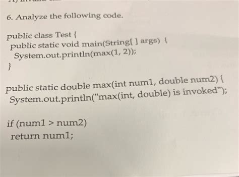 Solved 6 Analyze The Following Code Public Class Test