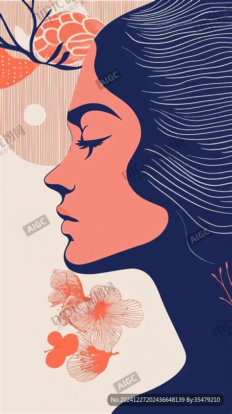 Ai创作图简约插画女性化 欧美剪纸 木棉花美女插画 竖版海报插画 美女插画海报 高级感女插画 简约人物装饰画 原创海报插画设计 刺桐花女插画