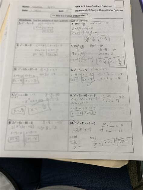 Master Quadratic Formula Unit 4 Homework 7 Exploration