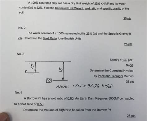 Solved A 100saturated Clay Soil Has A Dry Unit Weight Of