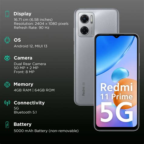 Buy Redmi Prime G GB RAM GB Chrome Silver With W Charger Online Croma