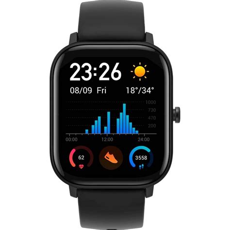 Amazfit Gts Smartwatch Aluminum Obsedian Black With Silicone Bk Walmart Com