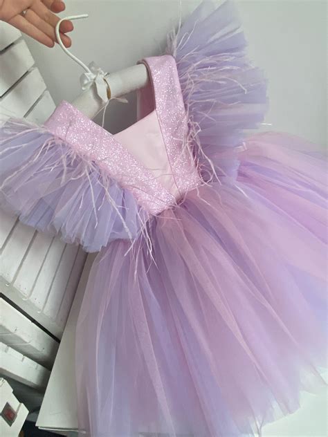 1st Birthday Tulle Dressrainbow Girl Dress With Feathers Сhameleon