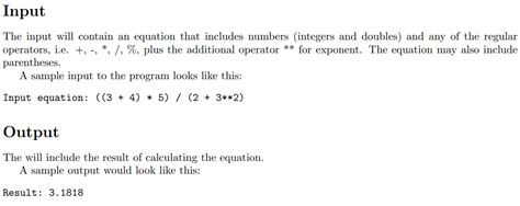 Solved The Input Will Contain An Equation That Includes