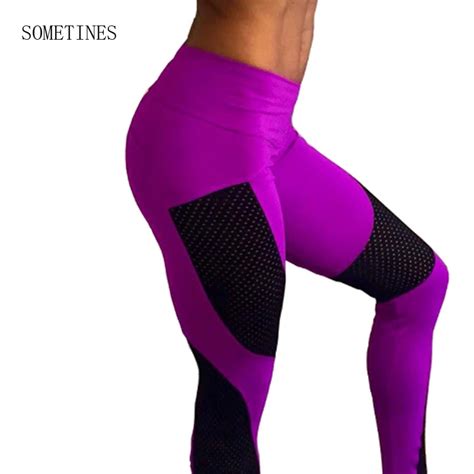 Ductjoe New Elbows For Fitness Leggings Women Punk Rock Mesh Patchwork