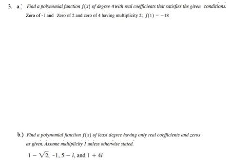 Solved A Find A Polynomial Function F X Of Degree Chegg