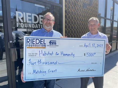 Riedel Foundation Awards 5000 Matching Grant To Local Habitat For