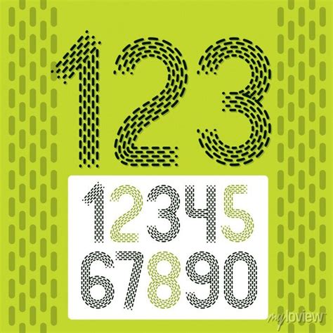 Vector Numbers Modern Numerals Set Rounded Retro Numeration • Wall