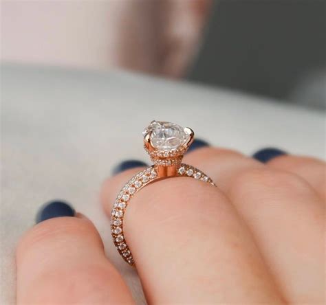 250 Ct Pear Shaped Engagement Ring Hidden Halo Pear Shape Ring