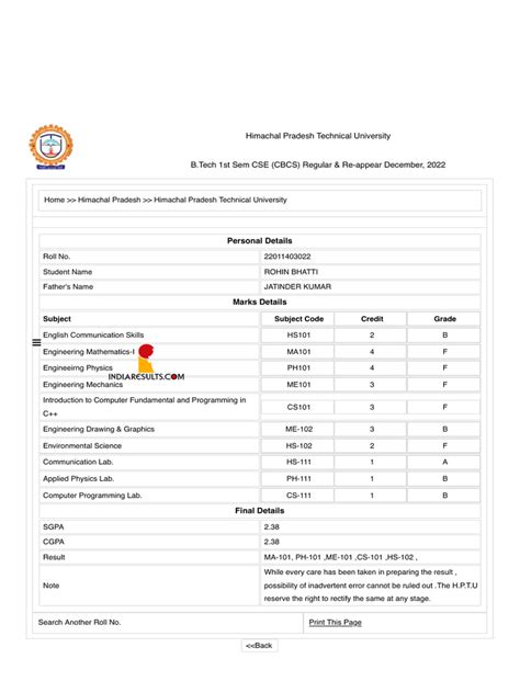 b tech 1st sem cse cbcs regular and re appear dec pdf
