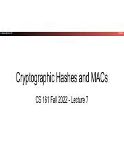 Cs Fa Lecture Cryptographic Hashes And Macs Pdf Computer