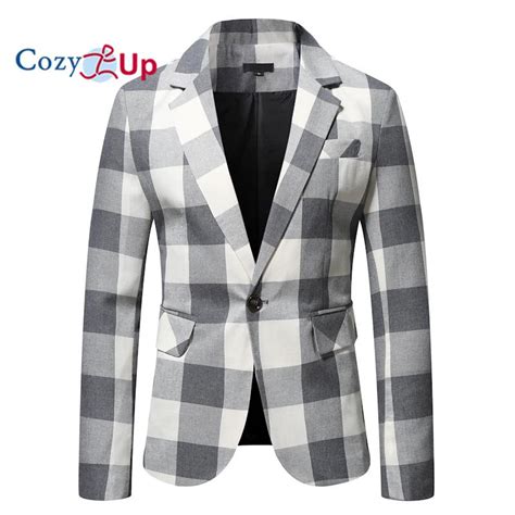 Cozy Up Новый мужской пиджак в клетку с длинными рукавами, повседневный ...