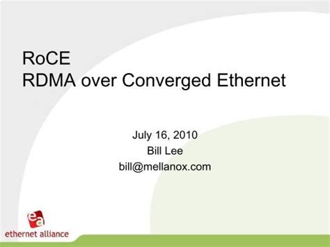 Roce Rdma Over Converged Ethernet Ethernet Alliance