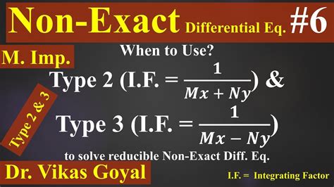 Non Exact Differential Equation 6 In Hindi M Imp Reducible To Exact Differential Type 2