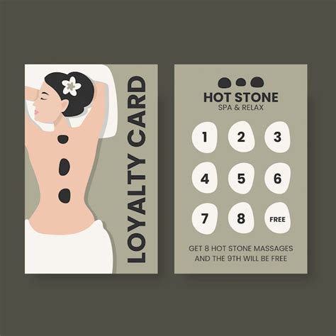 Free Vector Hand Drawn Hot Stone Massage Spa Loyalty Card